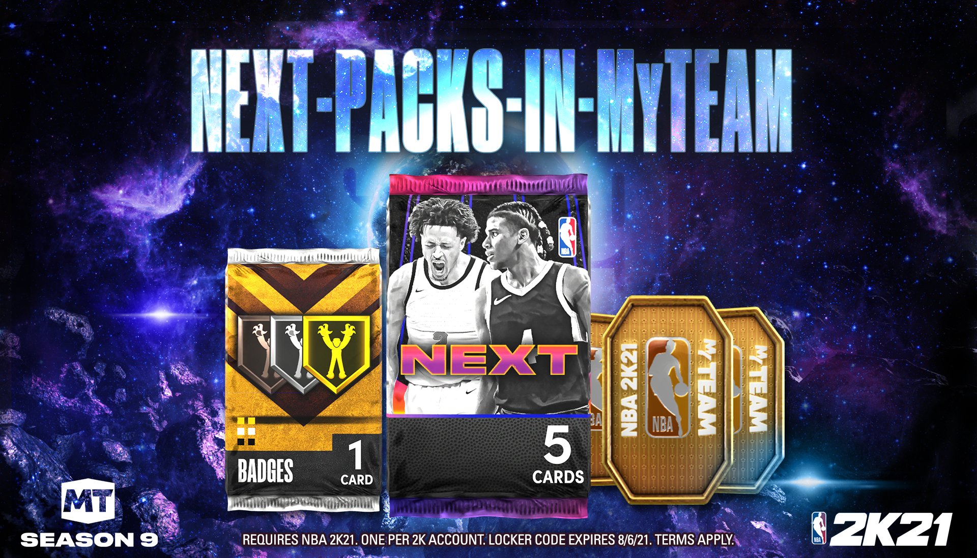 NBA 2K22 MyTEAM on Twitter: "Locker Code 🚨 Use this code for a NEXT Pack, Badge Pack, or tokens ...