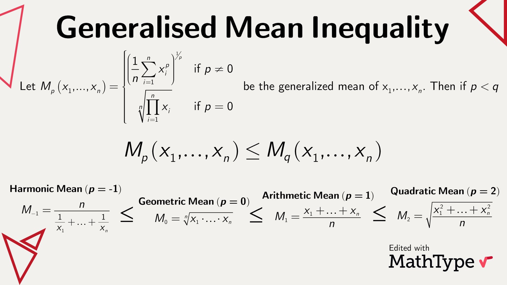 MathType on Twitter: "The geometric-arithmetic mean inequality and all other mean inequalities ...