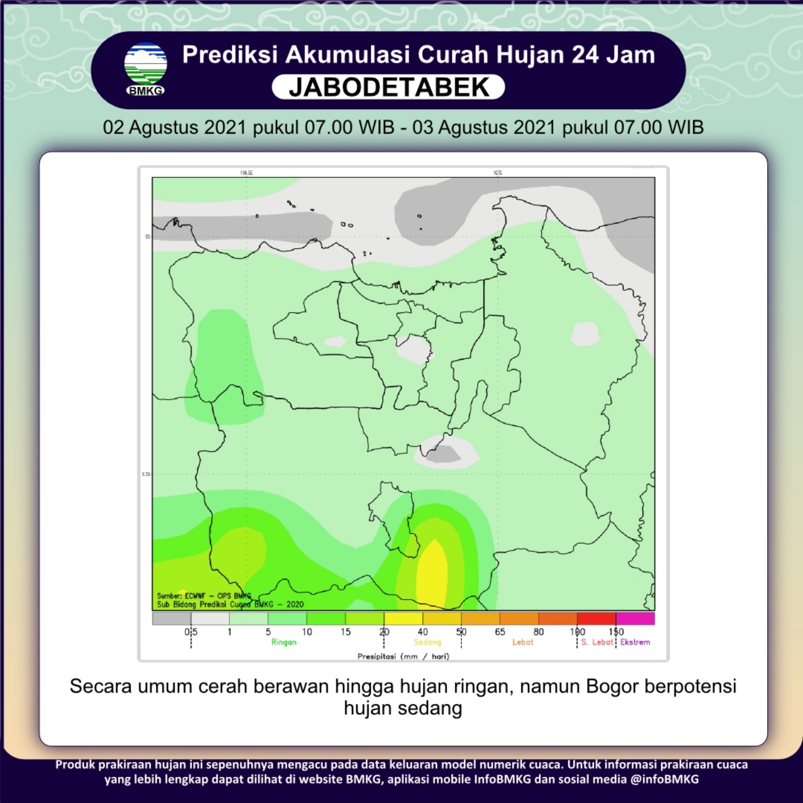 BMKG on Twitter: "(1/2) Halo Sobat BMKG Mari cek potensi curah hujan di wilayah Jabodetabek ...