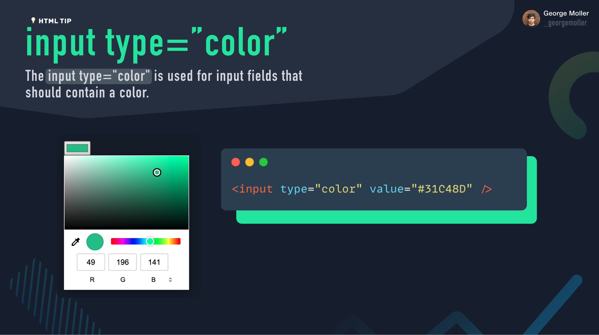 George Moller on Twitter: "💡 HTML Tip: Did you know you can easily have a color picker by ...