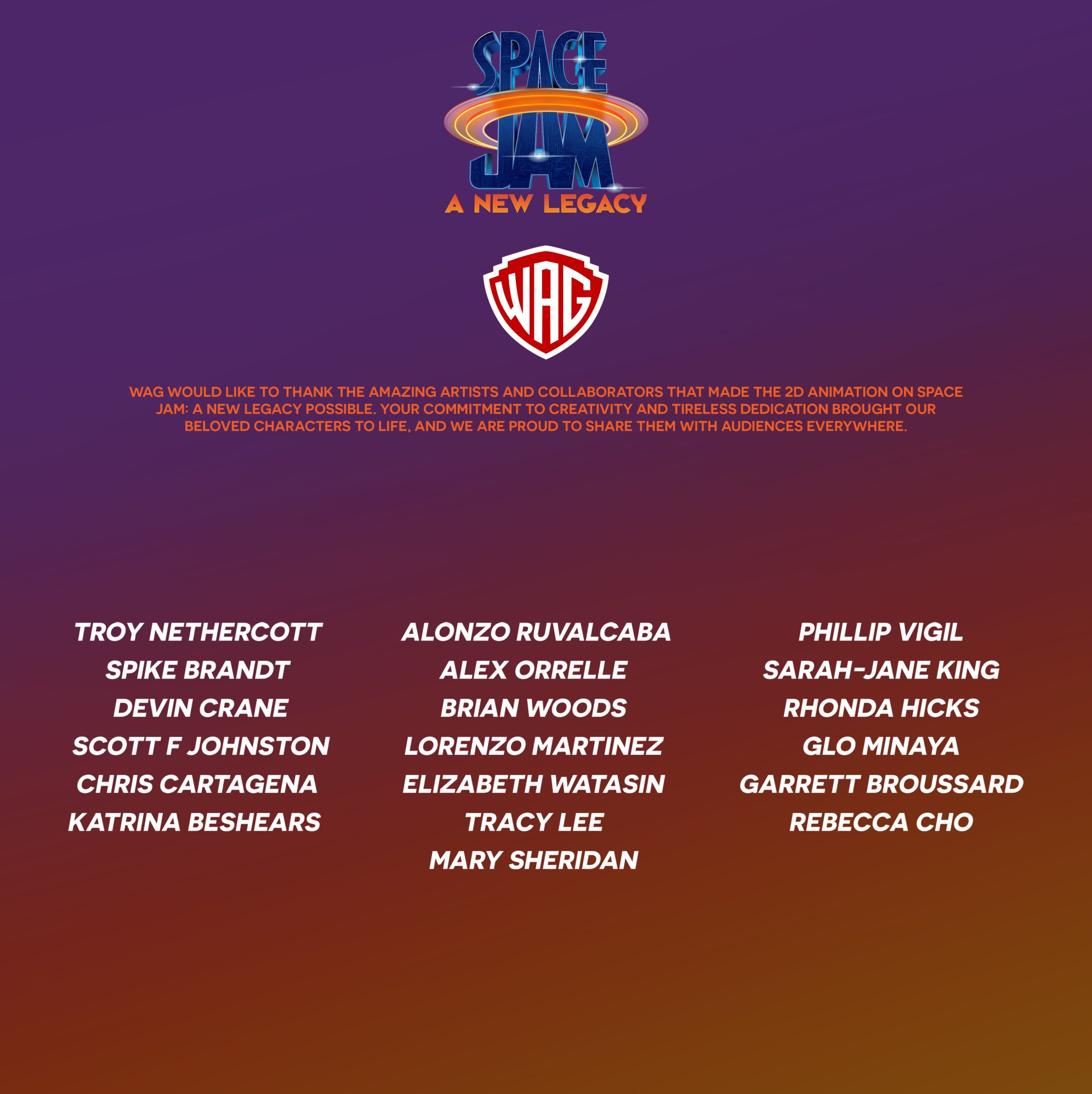 Space Jam: A New Legacy on Twitter: "WAG would like to thank the ...