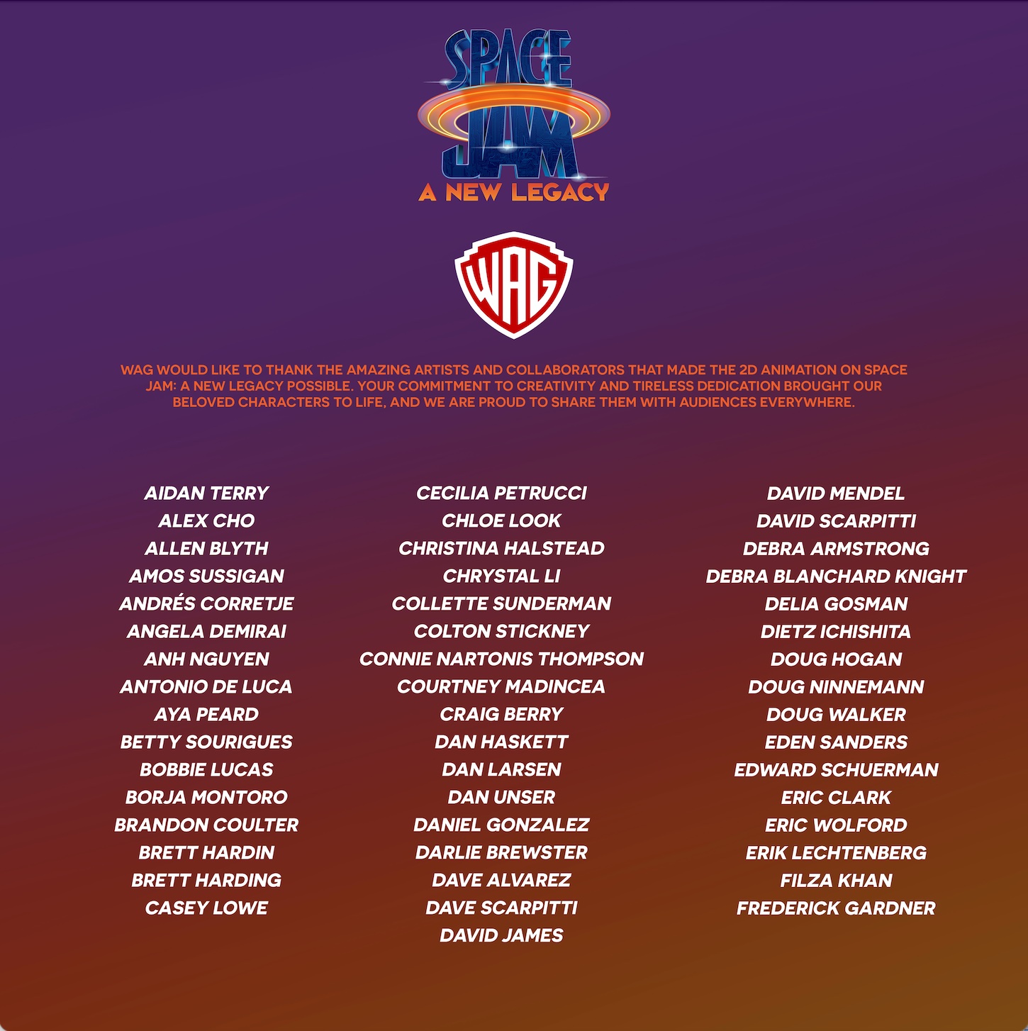 Space Jam: A New Legacy on Twitter: "WAG would like to thank the ...