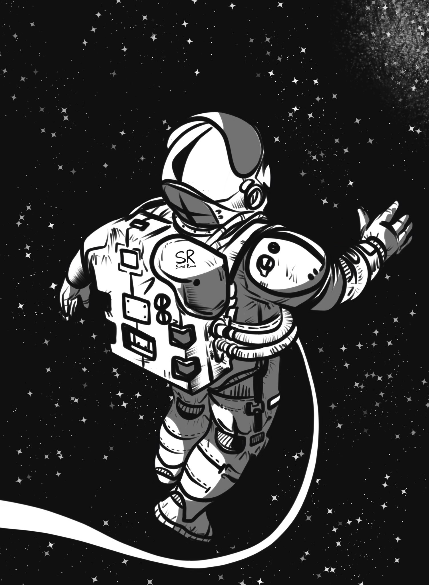 Astronaut Space Background Drawing