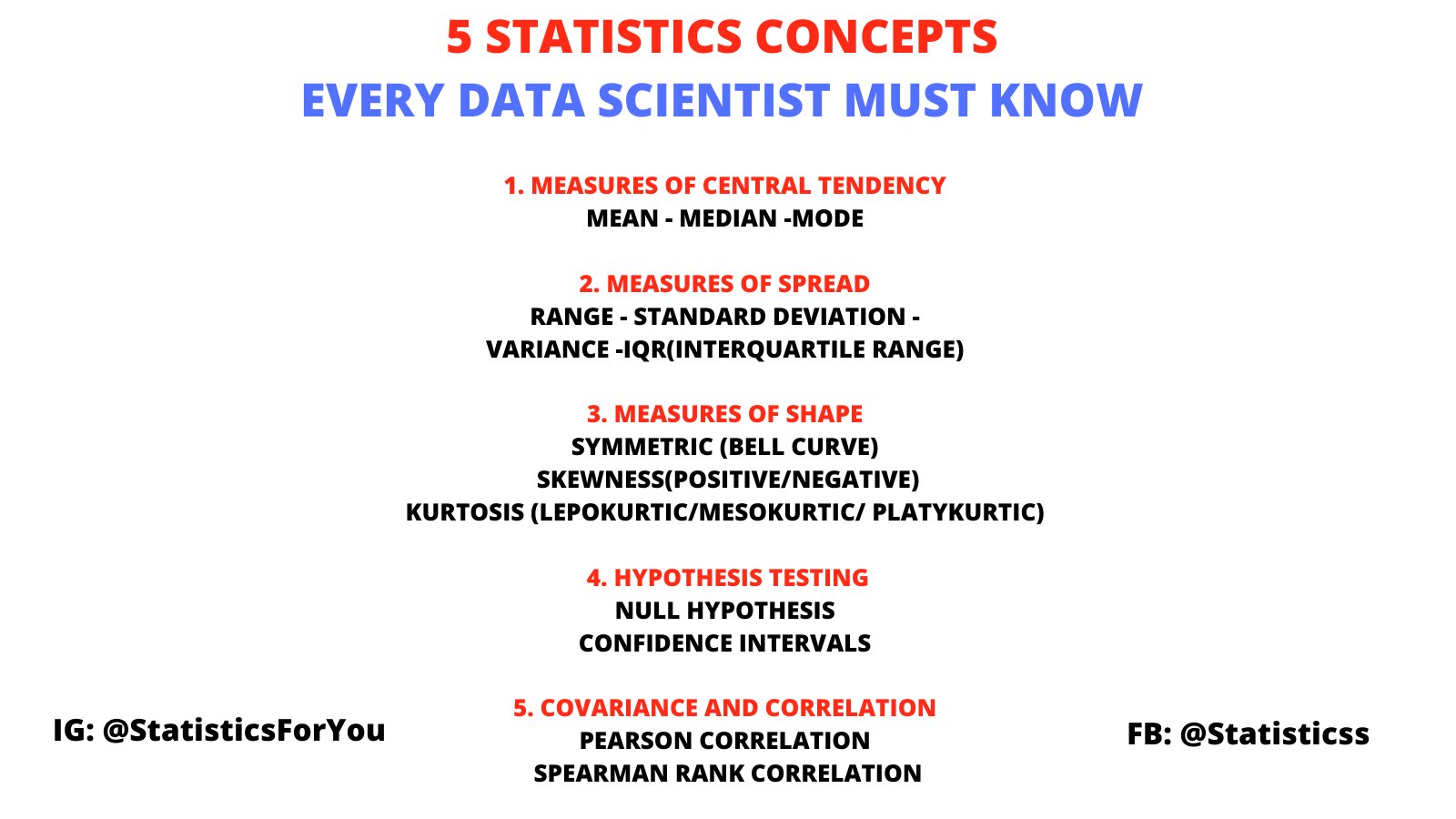 Statistics for You on Twitter: "5 STATISTICS CONCEPTS EVERY DATA SCIENTIST MUST KNOW #parametric ...