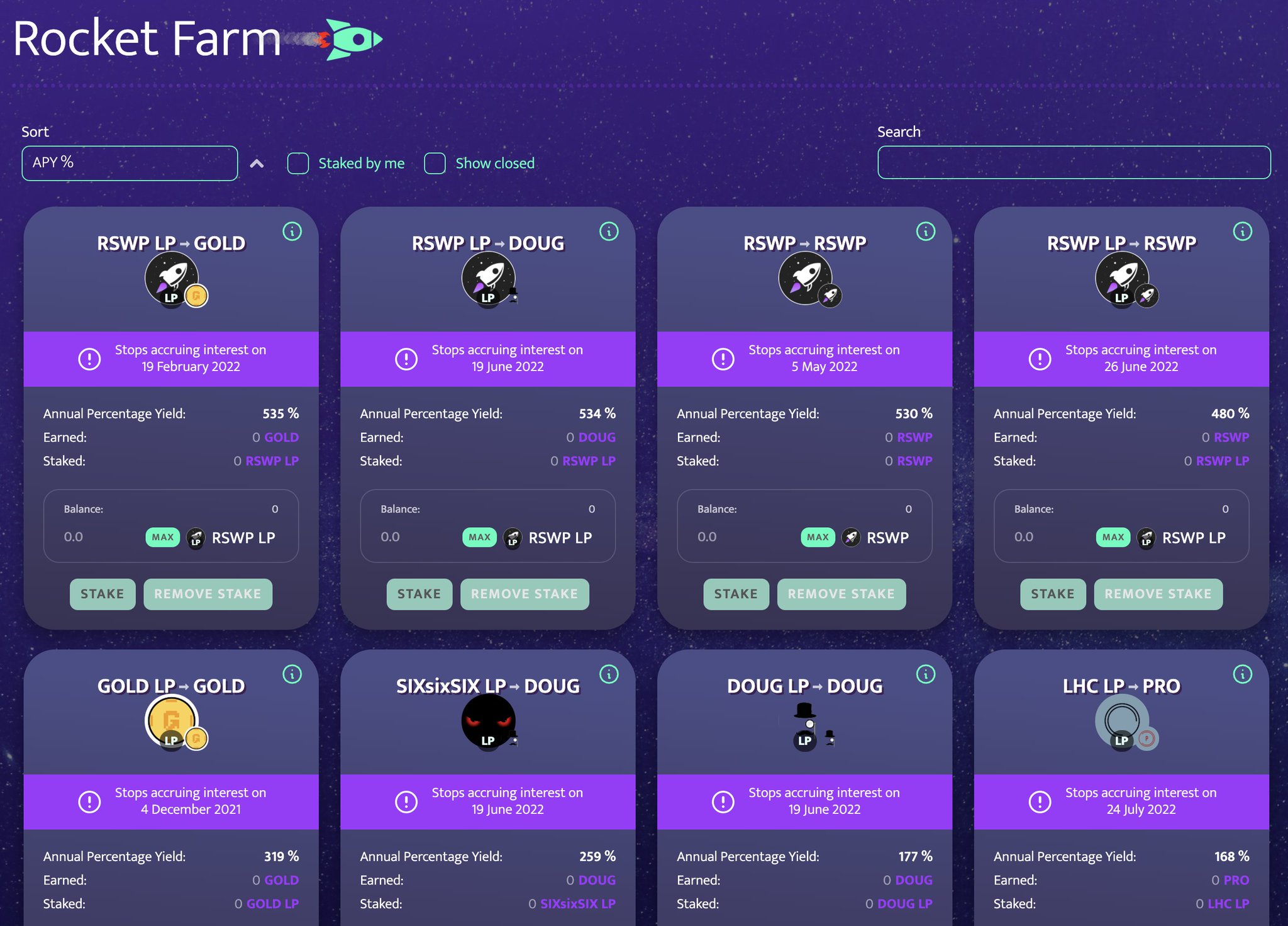 Rocketswap on Twitter: "💅💇💐 Rocketfarm just got a makeover 💅💇💐 Sorting, filtering and a new ...