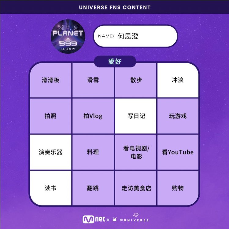 ho sze ching pics on Twitter: "FNS update #HoSzeChing #何思澄 #걸스플래닛999 #GirlsPlanet999…