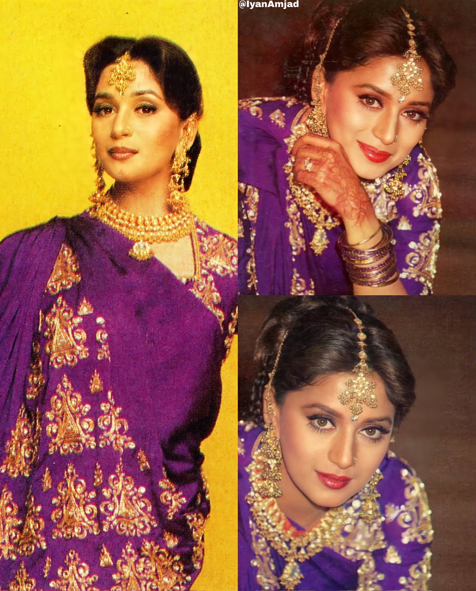 Madhuri Dixit In Hum Aapke Hain Kaun In Purple Saree