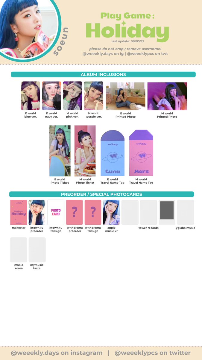 on a break / ia on Twitter: "WEEEKLY ‘PLAY GAME: HOLIDAY’ PHOTOCARD LIST / TEMPLATE [update] # ...