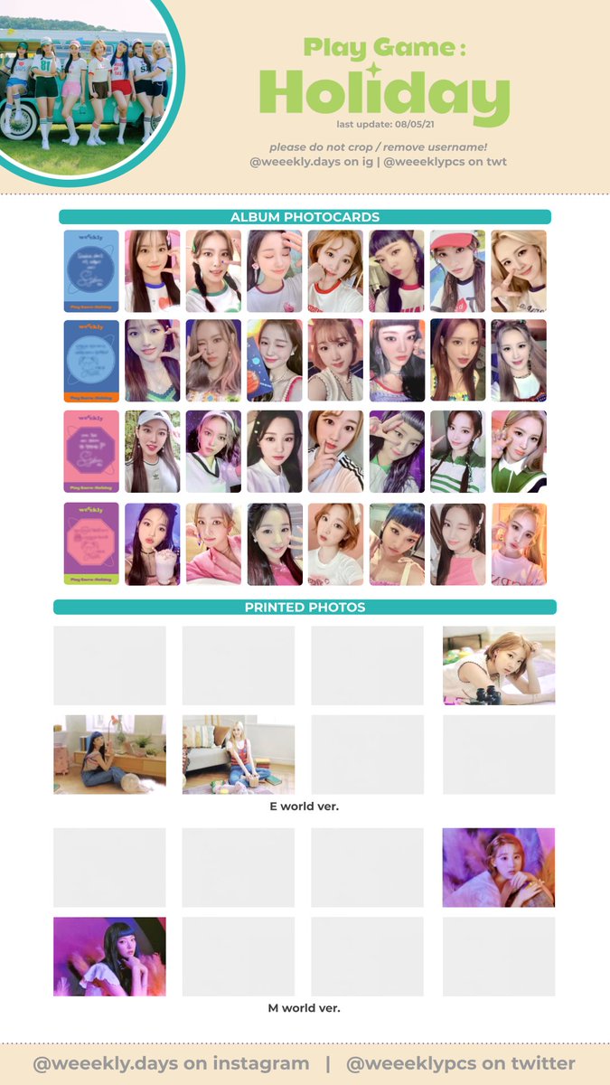 on a break / ia on Twitter: "WEEEKLY ‘PLAY GAME: HOLIDAY’ PHOTOCARD LIST / TEMPLATE [update] # ...