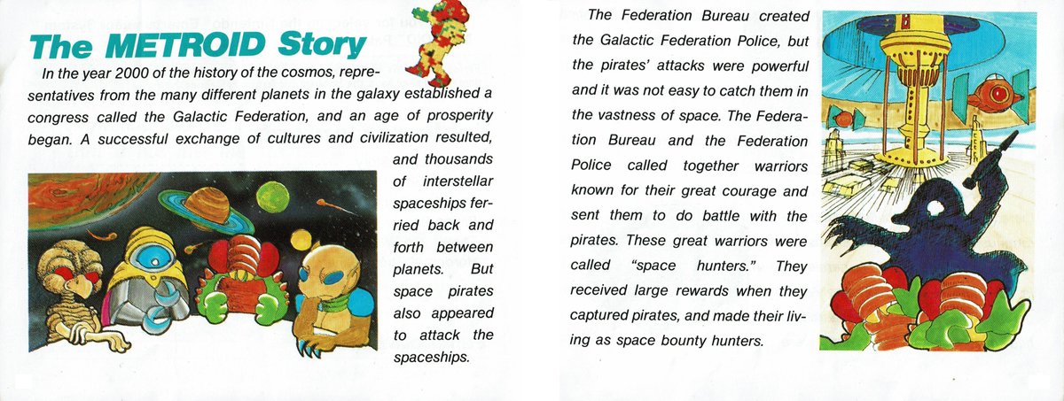 From the Metroid (NES) instruction booklet - "The Metroid Story ...