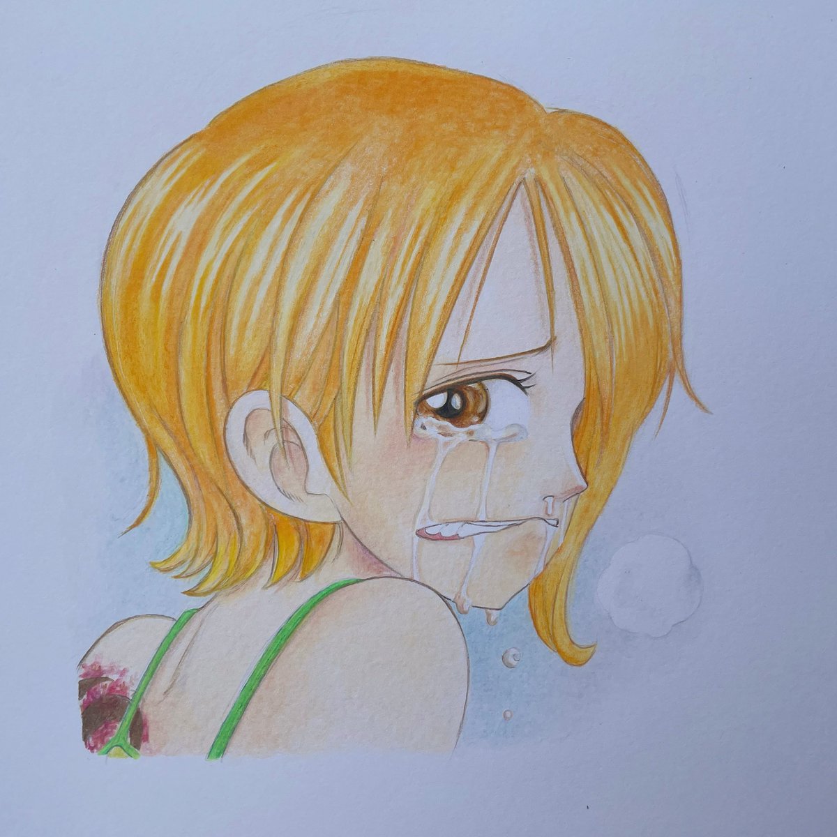 nami (one piece) 1girl solo tears short hair orange hair crying ...