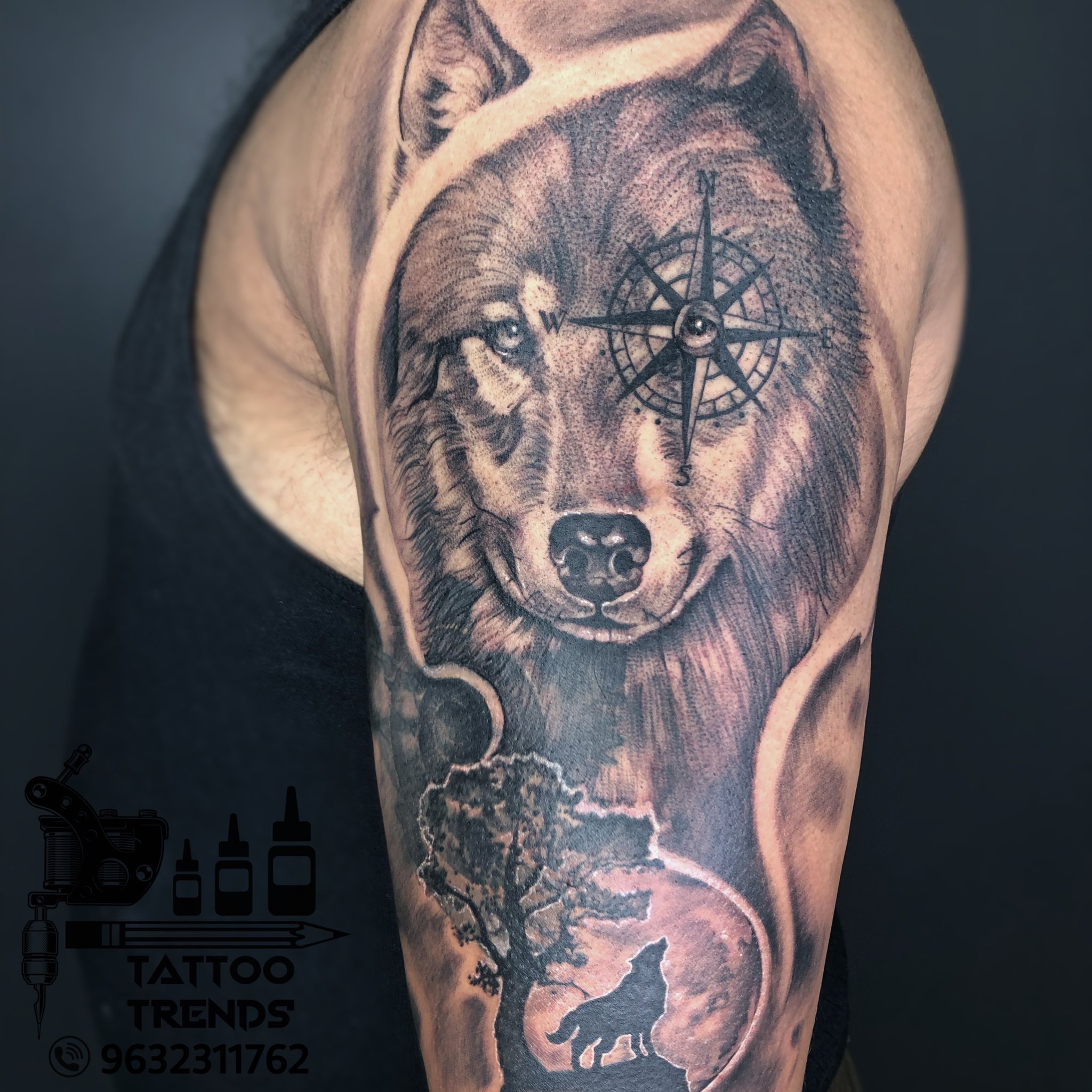 Wolf Clock Tattoos Kenosha Tattoo Company Awesome Wolf And Clock