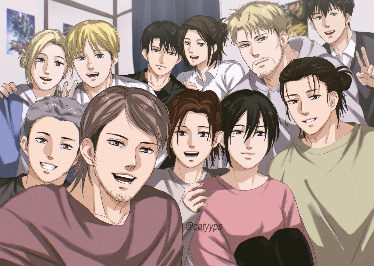 Catyyps working on commission on Twitter: ""Finished filming" actor au #AttackOnTitan #aot # ...