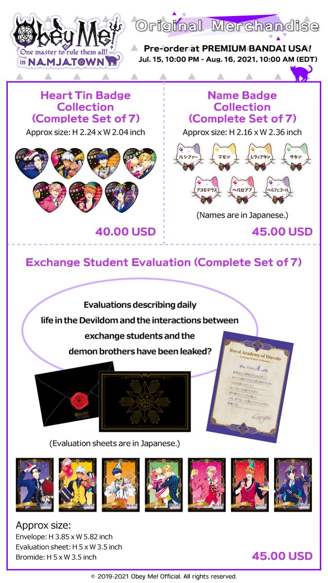 One week left to order Obey Me! in NAMJATOWN original merchandise in ...