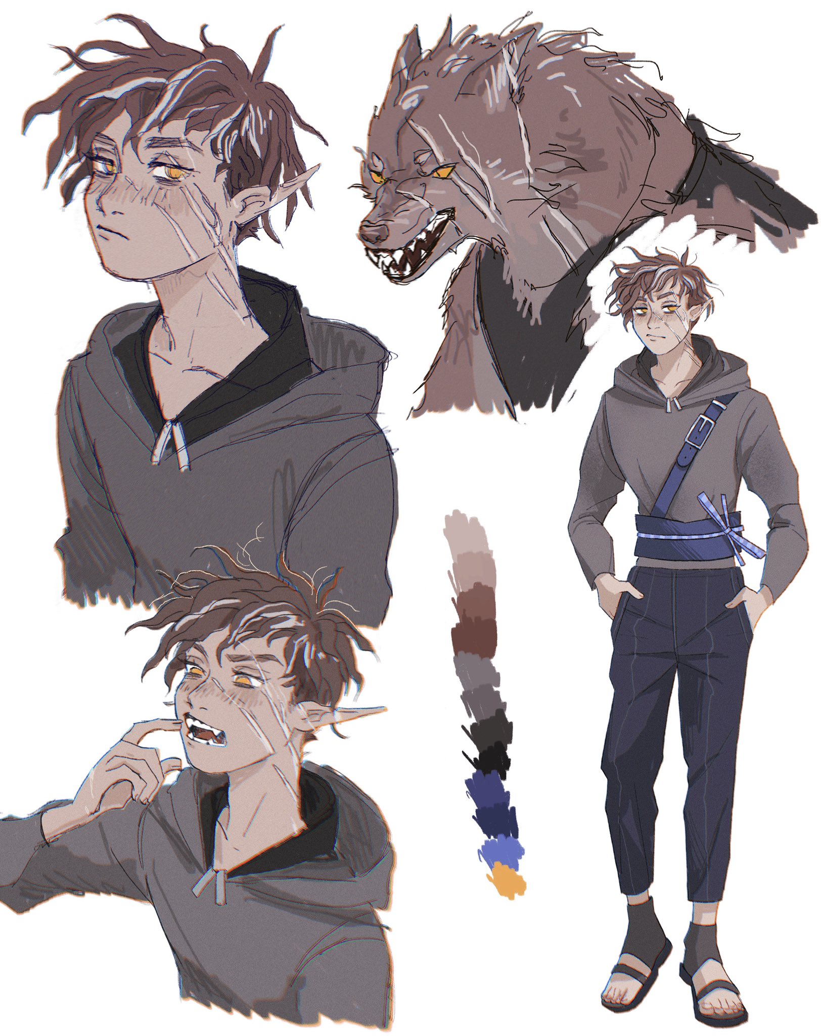 Anime Werewolf Boy Cute Furry Anime Boy Character Art" Greeting Card