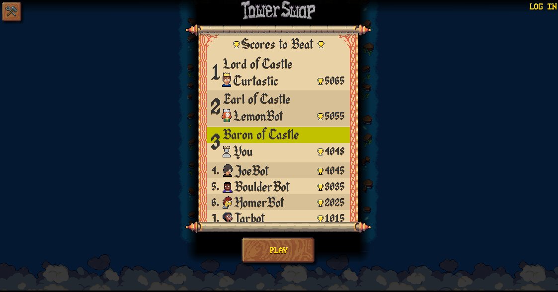Huang(煌) on Twitter: "I got third place in Tower Swap! Score: 4048 (Not logged in) Author ...