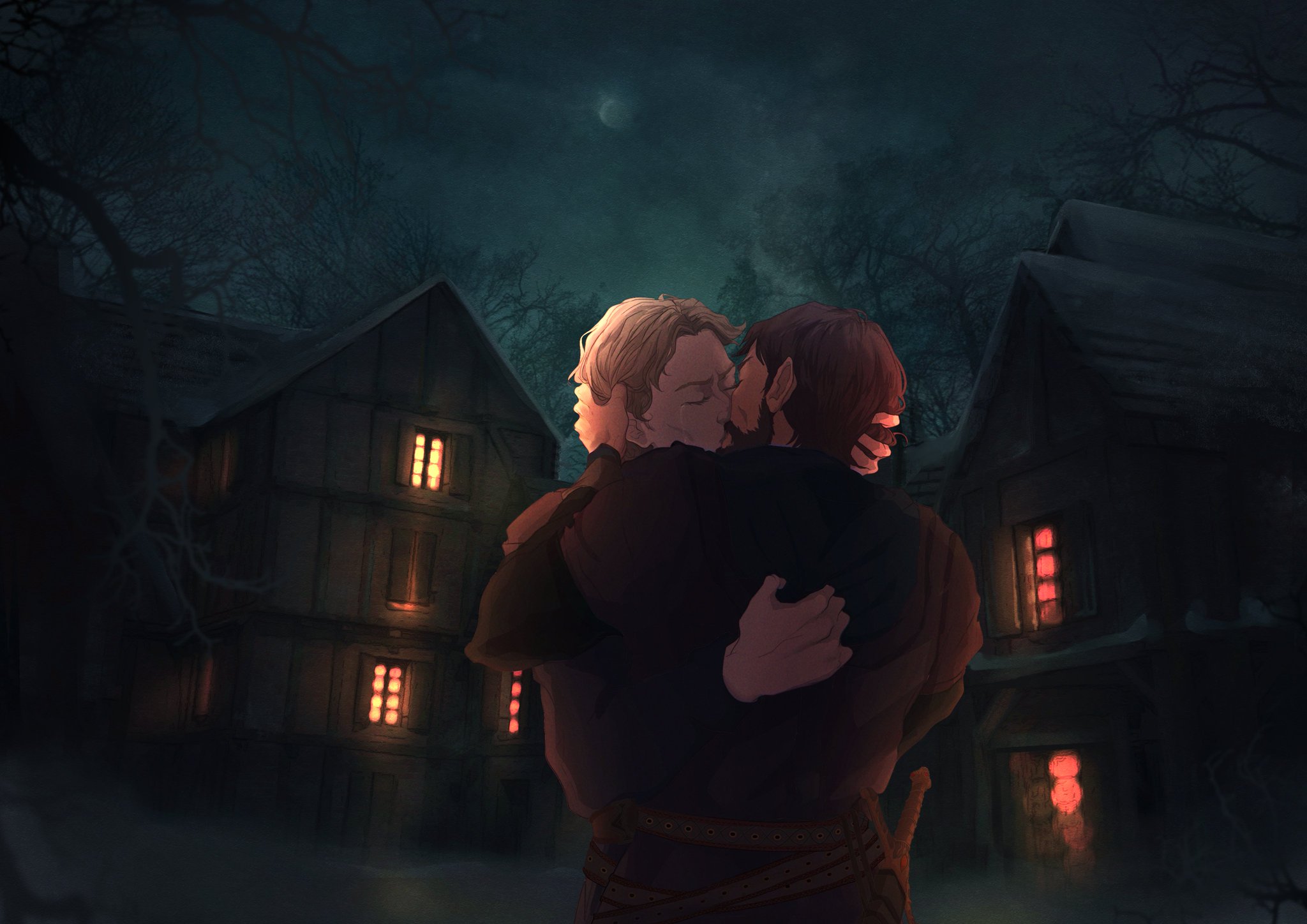 fawn 🇺🇦commissions open on Twitter: " 🌘first kiss🌒 commissioned by Kelsey💜 https://t.co ...