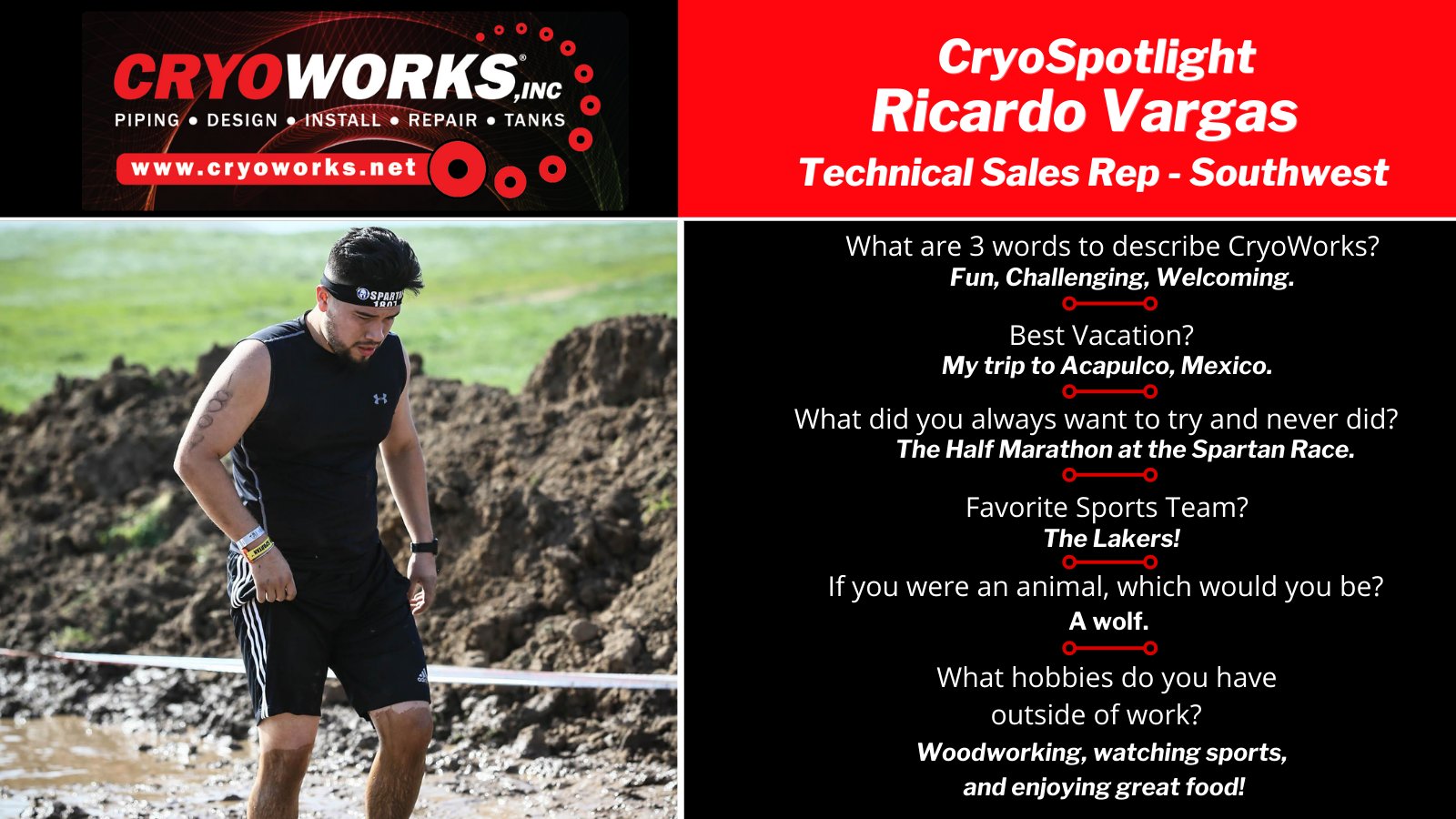 CryoWorks, Inc. on Twitter: "We shine our CryoSpotlight on our SW Technical Sales Rep, Ricardo ...