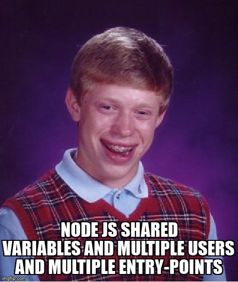 Meme Overflow On Twitter Node Js Shared Variables And Multiple Users And Multiple Entry Points
