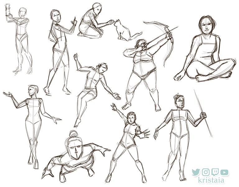 Female Action Poses Drawing