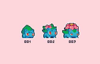 Bulbasaur Pixel Art Grid
