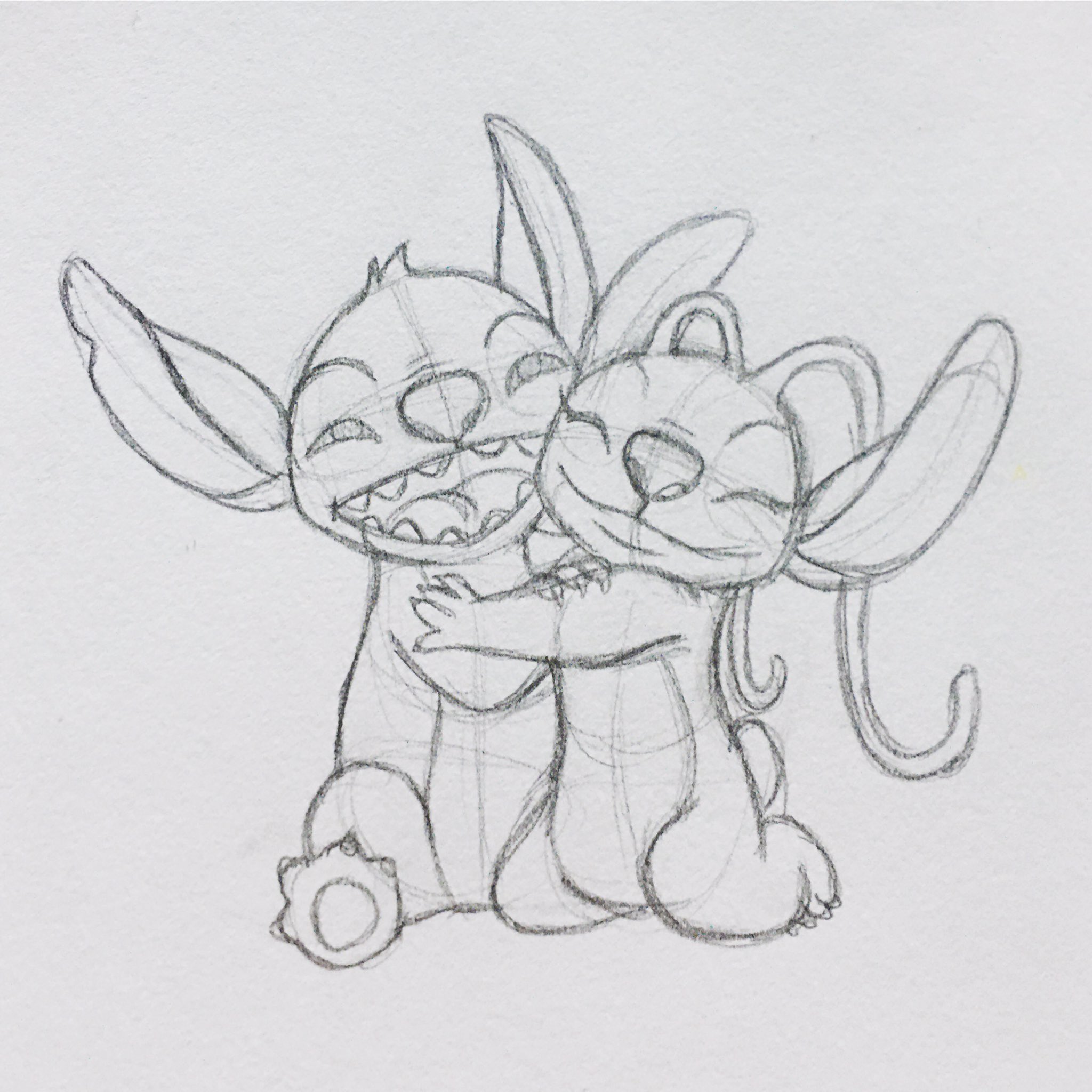 Stitch And Angel Drawings