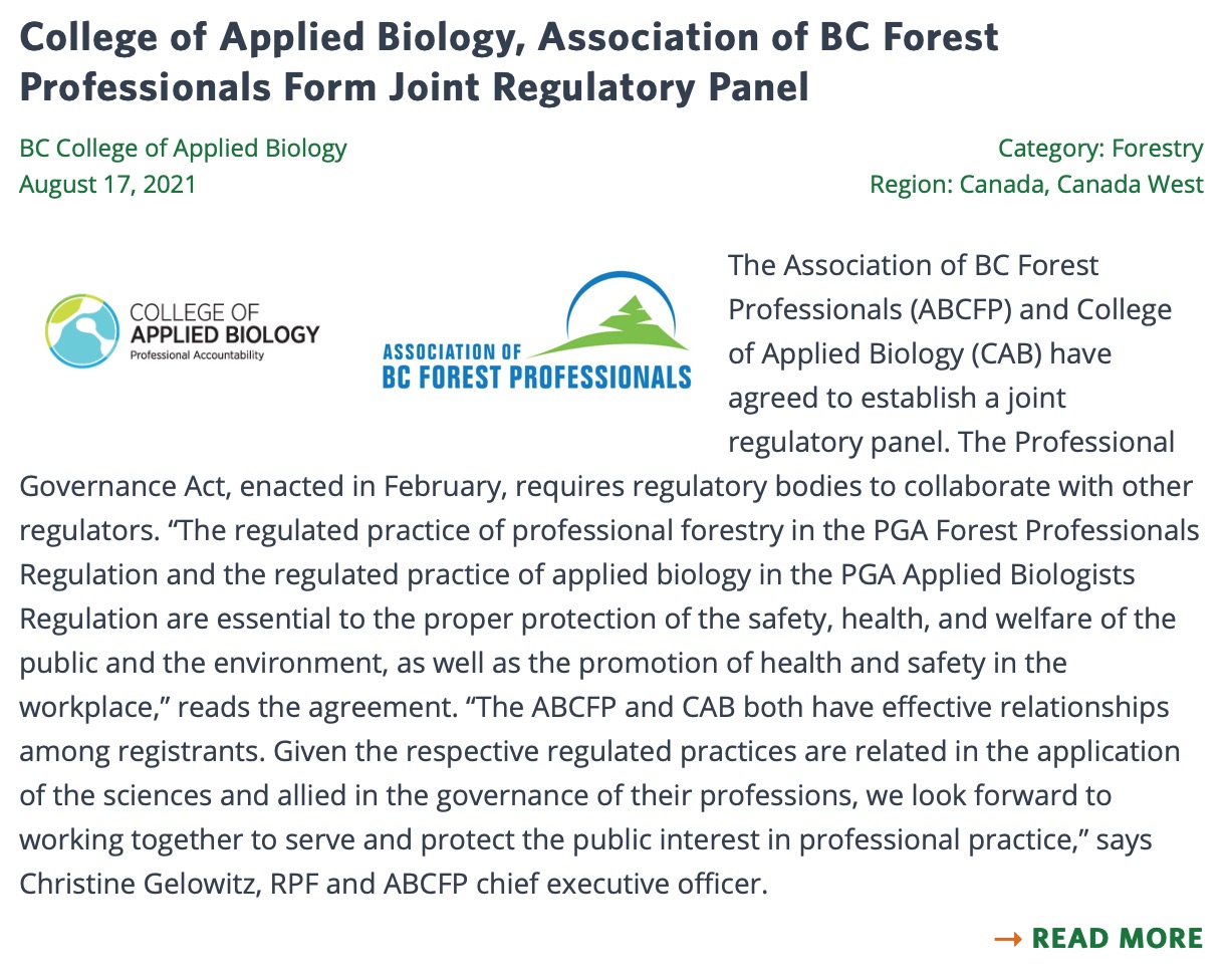 Tree Frog Forestry News on Twitter: "College of Applied Biology ...
