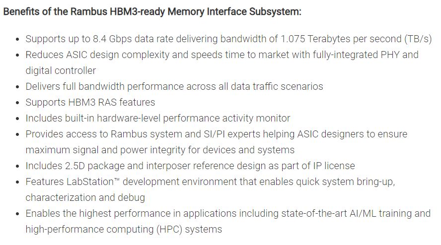 OGAWA, Tadashi on Twitter: "=> "Rambus Advances AI/ML Performance with 8.4 Gbps HBM3-Ready ...