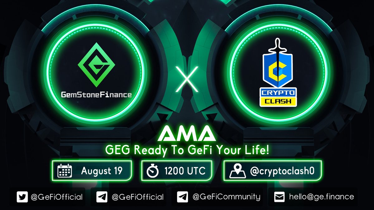 GeFi💎 on Twitter: "Join in an exciting AMA session of #GeFi with #CryptoClash Date: 19 August ...