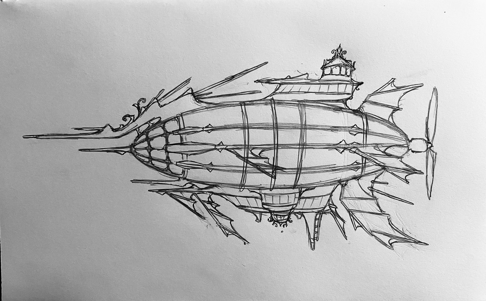 Steampunk Blimp Drawing