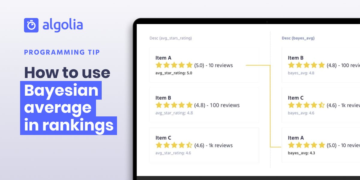 Algolia on Twitter: "With Algolia, you can use ratings to influence the ranking of items in a ...