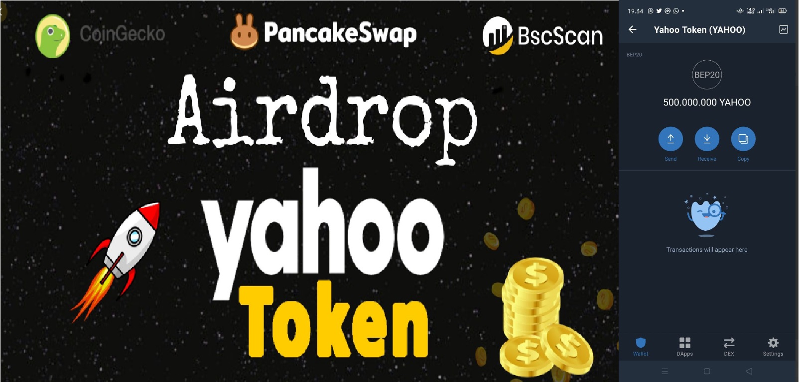 Ahnaf Yustian on Twitter: "🎯 Airdrop: Yahoo Token 💸 Tokens: 500,000,000 + 500,000,000 + 40% BNB ...