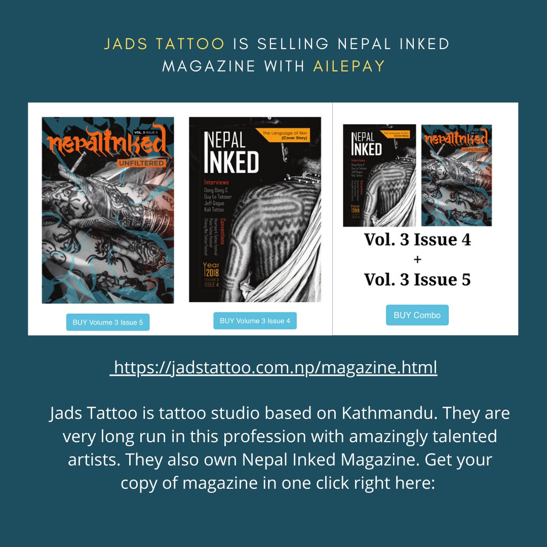 AilePay on Twitter: "Ailepay is joining hands with JADS TATTOO - NEPAL to sell Nepal Inked ...