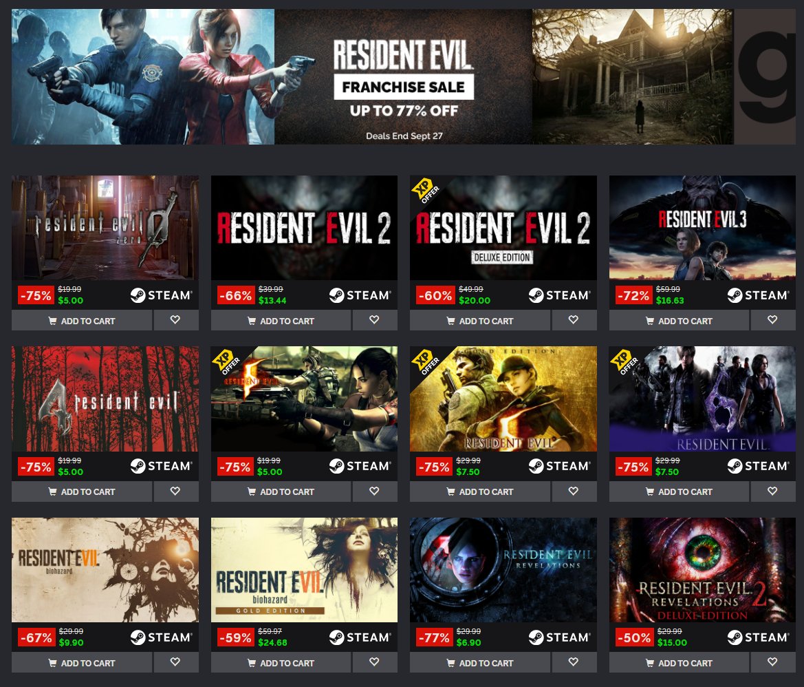 Wario64 on Twitter: "Resident Evil franchise sale on GMG https://t.co/HFEgLwii56 #ad https://t ...