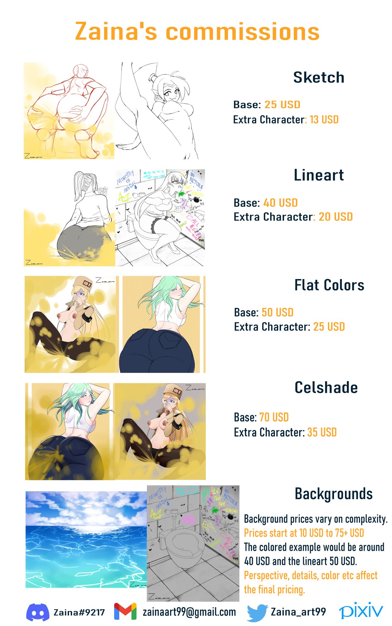 Zaina 🔞 on Twitter: "Updated my commissions to cover fees and taxes. I'm looking for around 3 ...