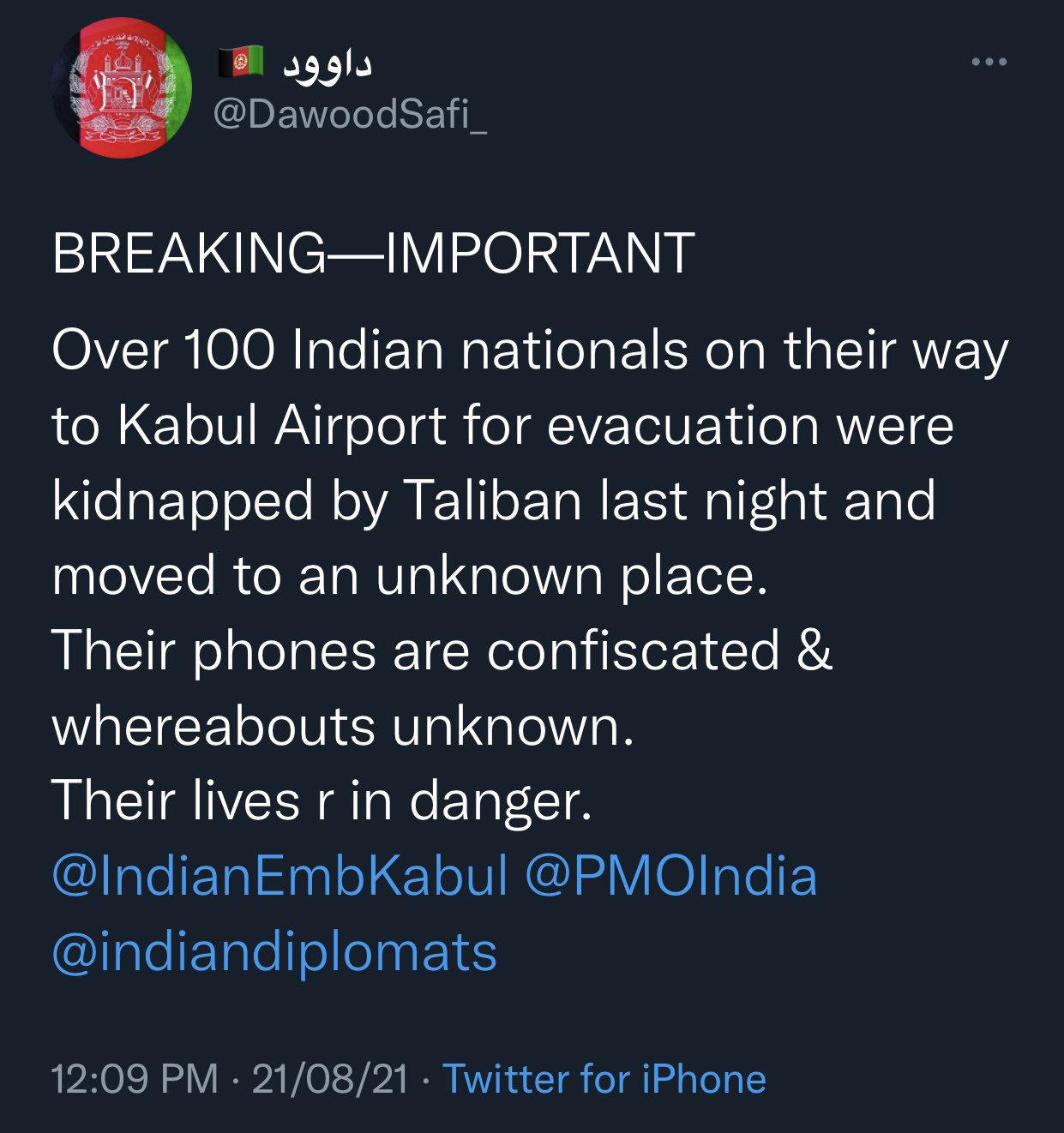 Aditya Raj Kaul on Twitter: "Multiple Afghan journalists claim that over 100-150 Indians have ...