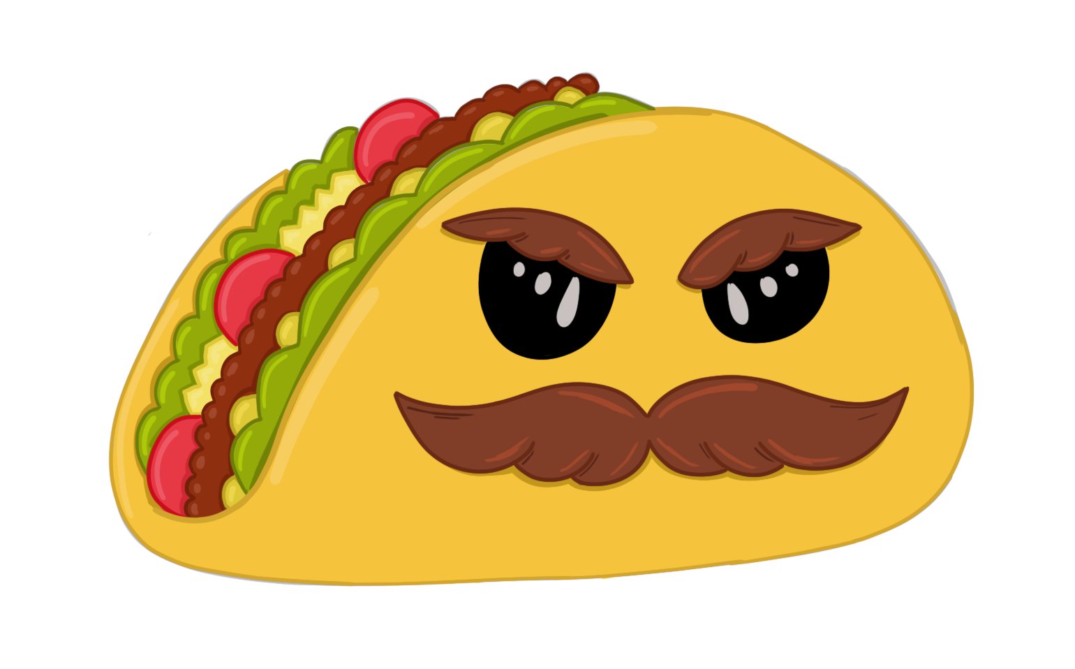 Cartoon Tacos With Mustaches