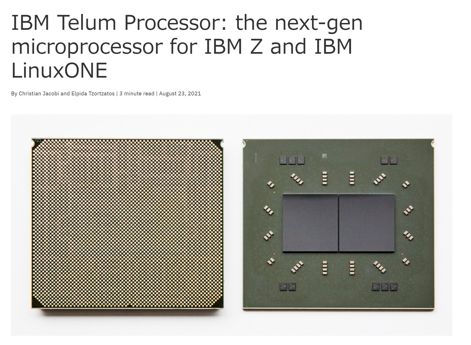 OGAWA, Tadashi on Twitter: "=> IBM Unveils On-Chip Accelerated AI Processor, Aug 23, 2021 https ...