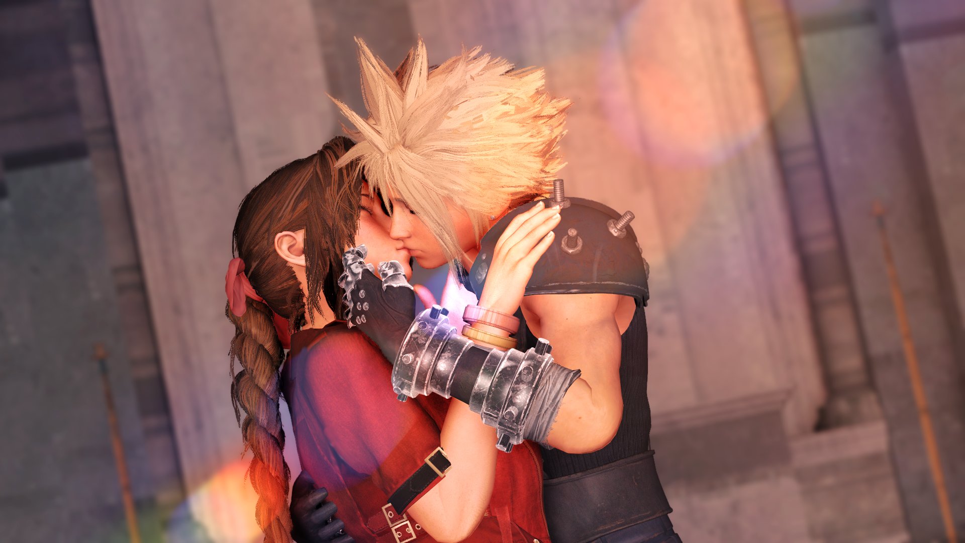 Final Fantasy Aerith And Cloud Kiss