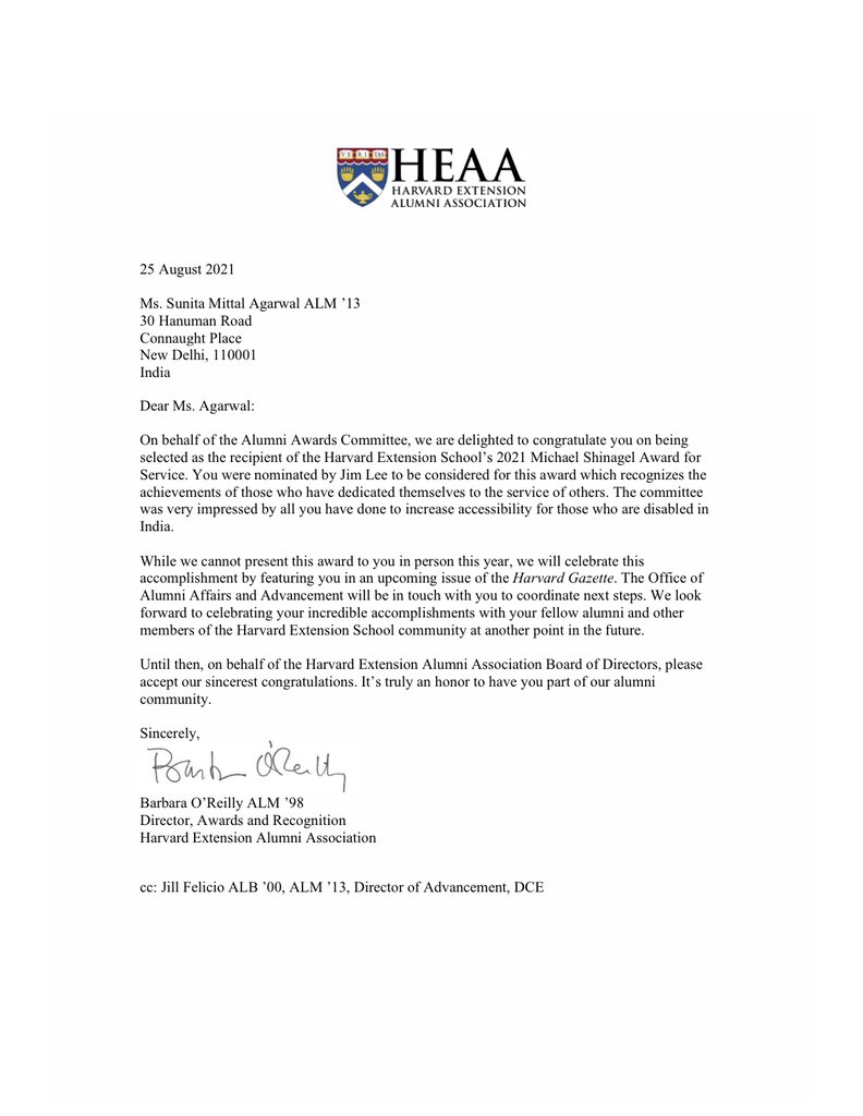 Harvard Extension Acceptance Letter