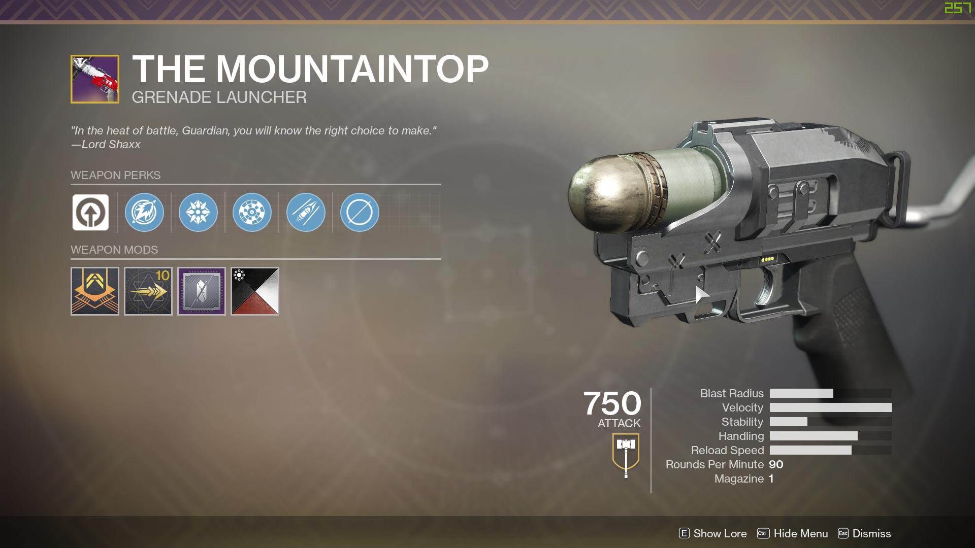 Destiny Exotic Hand Cannon