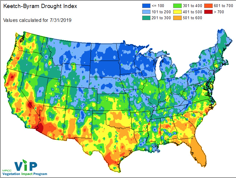 The Keetch-Bryam Drought Index (KBDI) is one of the few daily indices ...