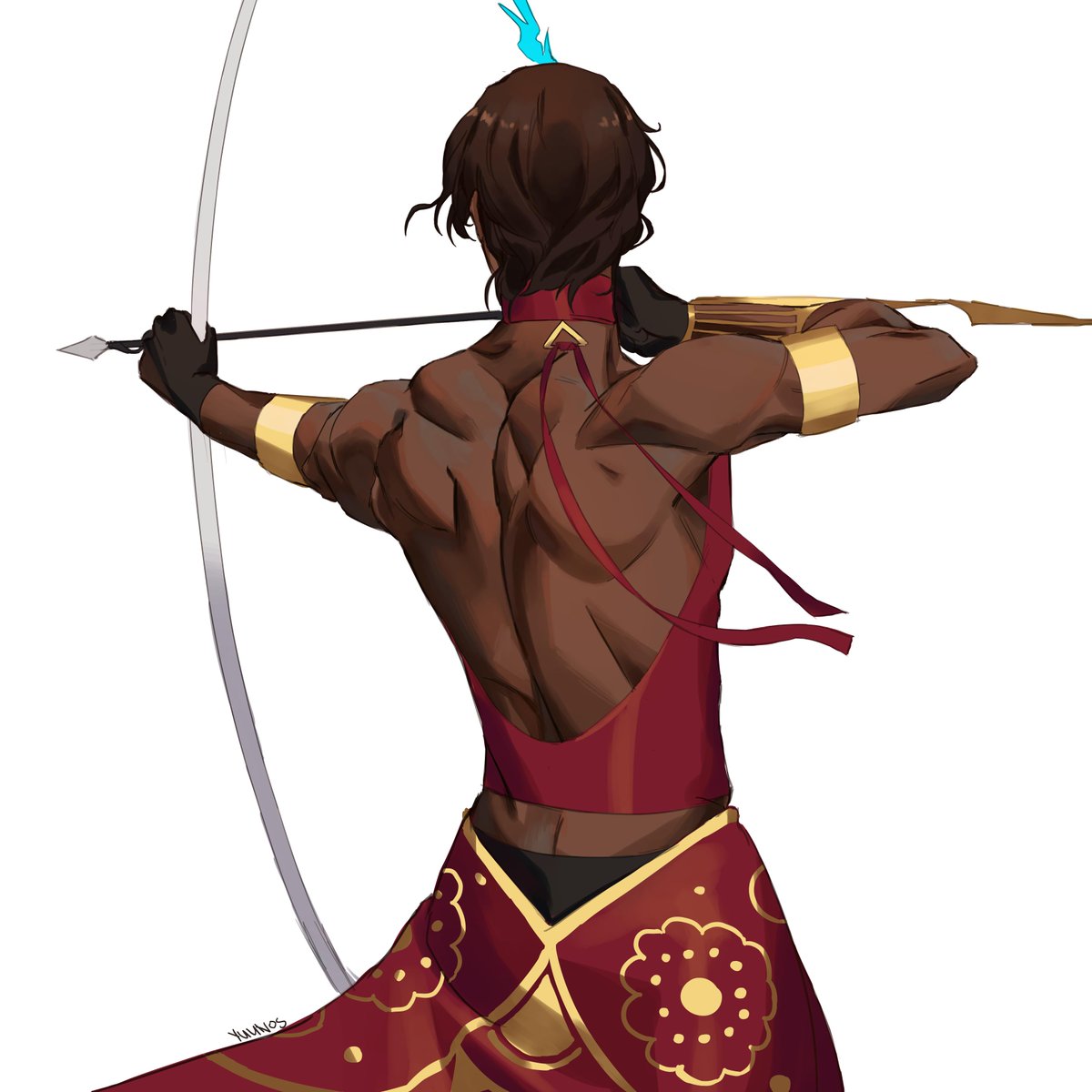 FGO「Arjuna back muscle study #FGO #アルジュナ 」|蜂 / yunosのイラスト