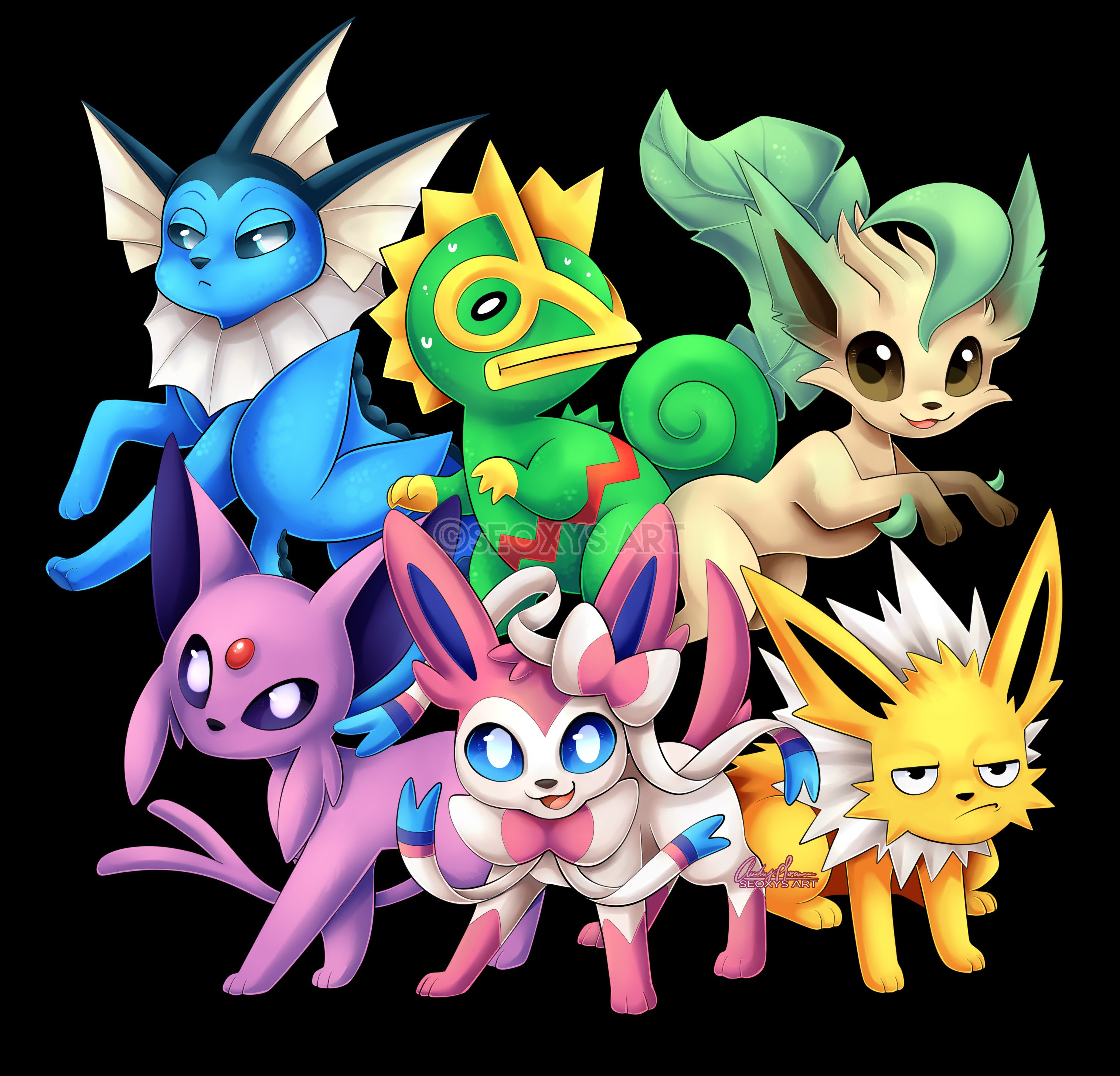 Seosaur 🦊🏳️‍🌈 on Twitter: "Here's the Eeveelution pieces I was working on during the stream ...
