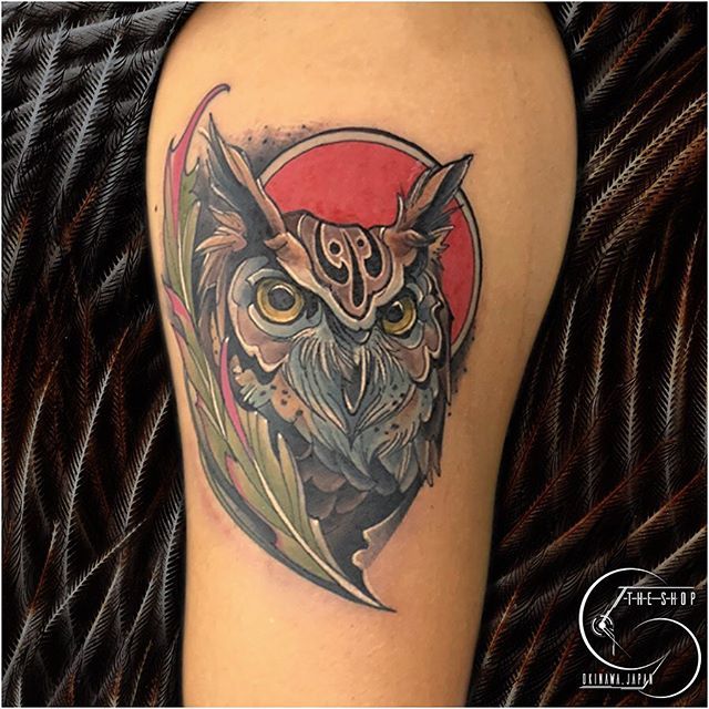 Neo Traditional Owl Tattoo