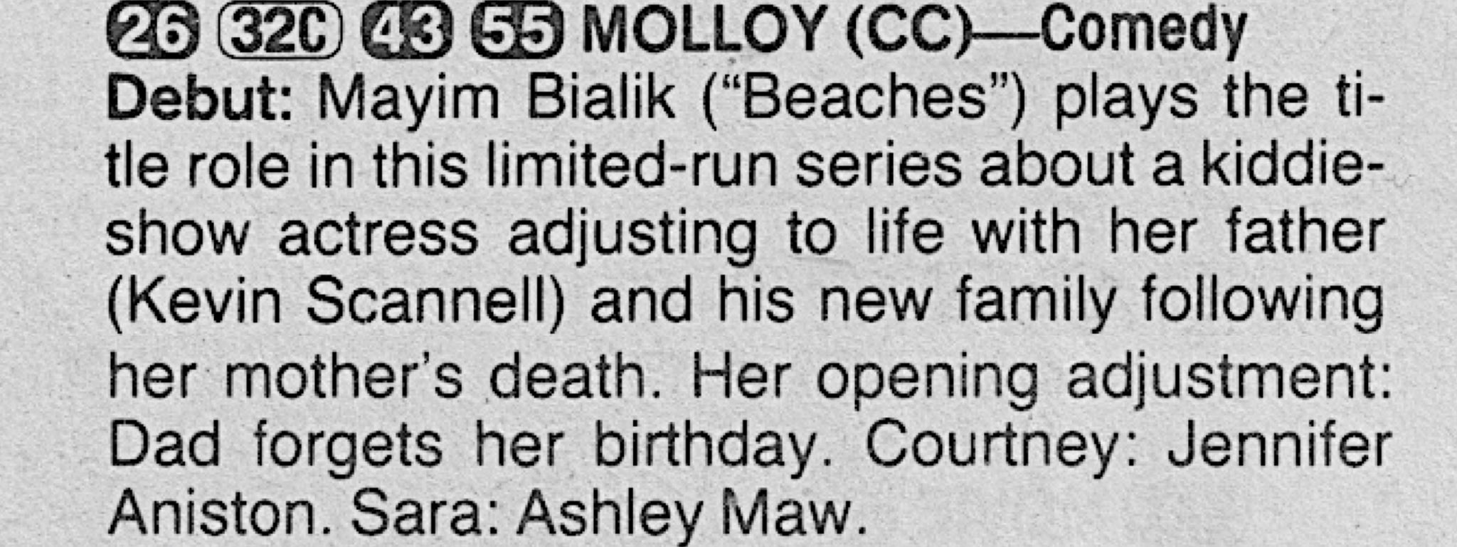 RetroNewsNow on Twitter: "📺DEBUT: ‘Molloy’ starring @missmayim & Jennifer Aniston premiered 29 ...