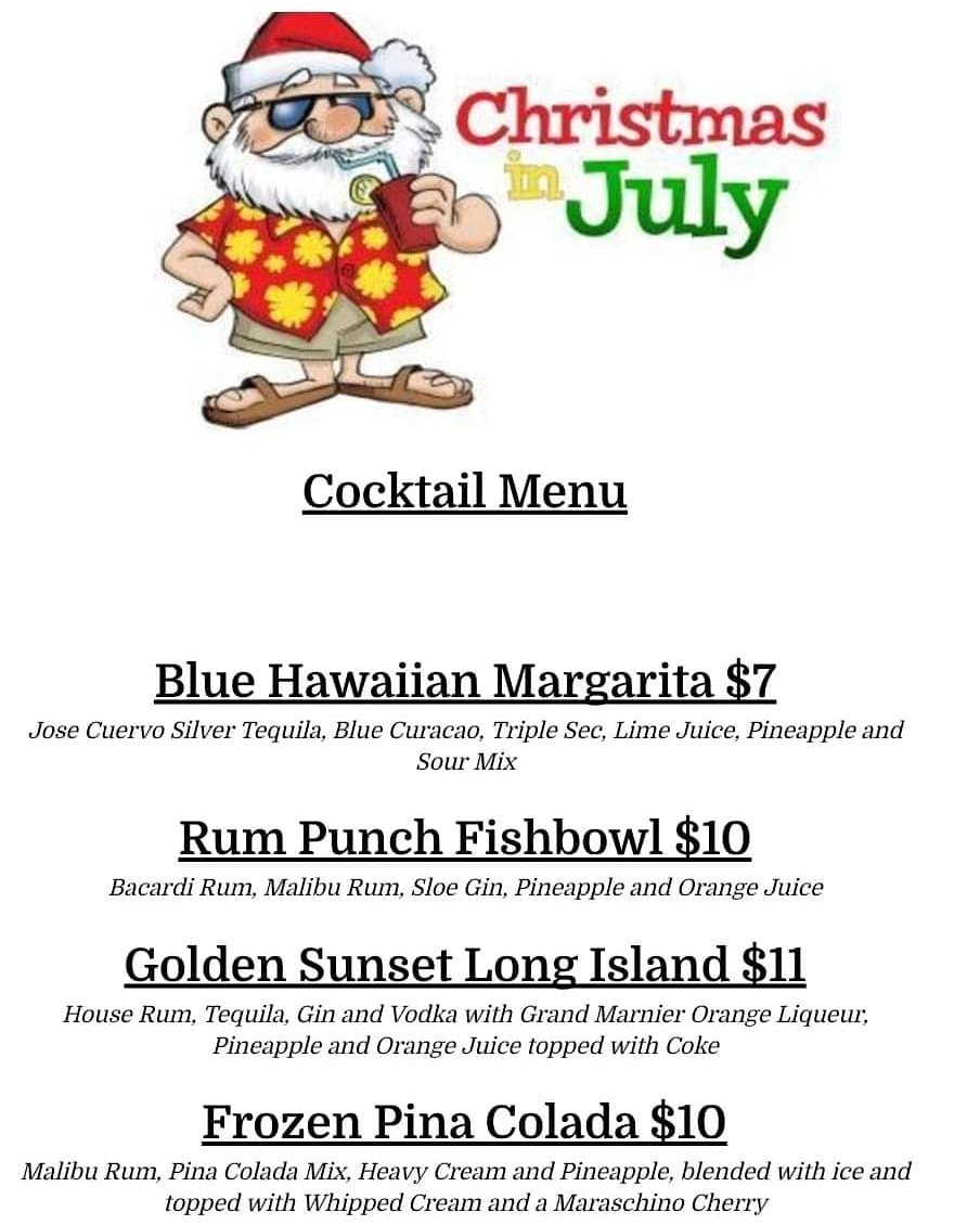 Christmas Luau Menu