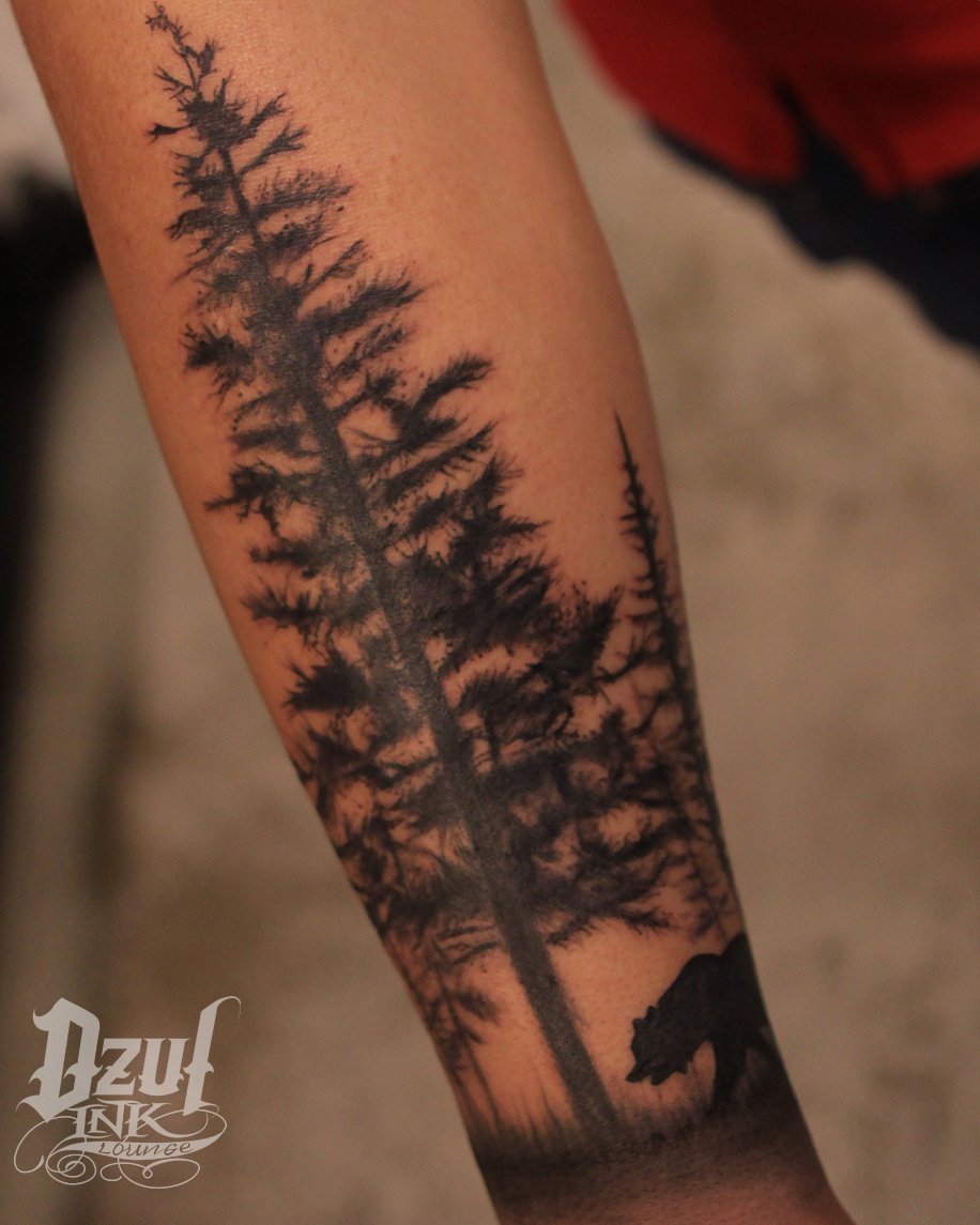 Evergreen Tree Tattoo Sleeve