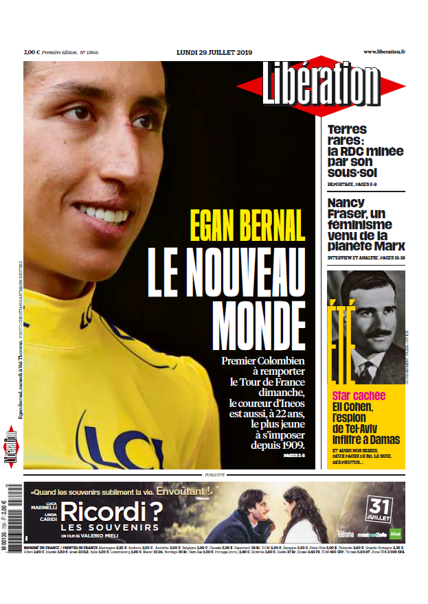 Libération on Twitter: "A la Une de @libe ce lundi : Egan Bernal, le nouveau monde https://t.co ...
