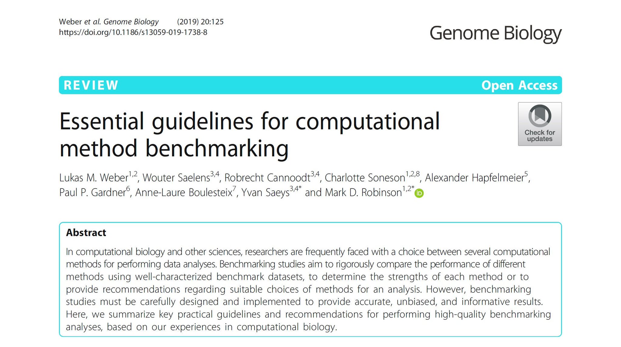 OGAWA, Tadashi on Twitter: "=> "Essential guidelines for computational method benchmarking ...